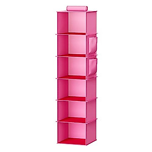 YOUDENOVA Hanging Closet Organizer, Closet Hanging Storage Shelves (Pink)