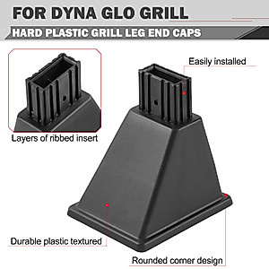 Grill Replacement Protector Leg End Cap for Dyna Glo Grill Replacement Parts 70-01-275 DGF493BNP for Dyna Glo Grill Parts DGH474CRP Grill Stand Holder Legs Protector Plastic Grill Legs Cover 2Pcs Kits