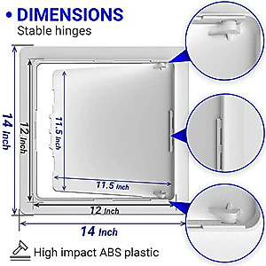 Access Panel for Drywall - 12 x 12 inch - Wall Hole Cover - Access Door - Plumbing Access Panel for Drywall - Heavy Durable Plastic White (12 x 12)