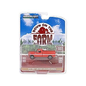 1970 F-100 Pickup Truck Farm and Ranch Special Candy Apple Red with Side Cargo Boards Down on The Farm Series 8 1/64 Diecast Model by Greenlight 48080B