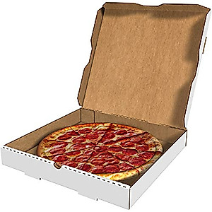 White Cardboard Pizza Boxes, Takeout Containers - 14 x 14 Pizza Box Size, Corrugated, Kraft – 50 Pack