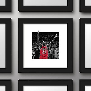 Trends International Gallery Pops Michael Jordan - Pinstripe Dunk Color Pop Wall Art Wall Poster, 12" x 12", Black Frame Version