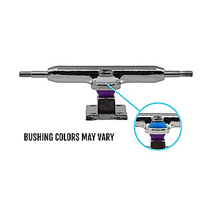 Teak Tuning Prodigy Pro Inverted Fingerboard Trucks with Gold Colored Locknuts & Urethane Tuning, Silver Colorway - 32mm Width - Inverted Kingpin, Solid Axle Style - Tuned & Assembled