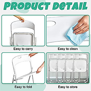 Sintuff 12 Pcs Plastic Folding Chair Steel Folding Dining Chairs Folding Chairs Bulk Fold up Event Chair Portable Commercial Chair with Steel Frame 350lb for Office Wedding Indoor (White)