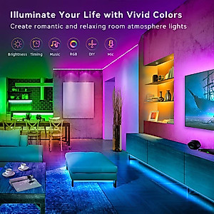 100FT Smart LED Strip Lights (2 Rolls of 50ft), RGB Strip Lights Sync to Music with 40 Key Remote Controller LED Lights for Bedroom,Christmas Lights decration (Multi-Colored, 100FT)