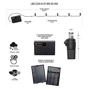 2 Packs of DecoBrite Purple 8ft (2.4m) 20 ct Battery Operated Halloween String Lights with Timer Indoor Outdoor Two Mode Functions on Black Wire for Small Spaces Wreath Room Window Decorations