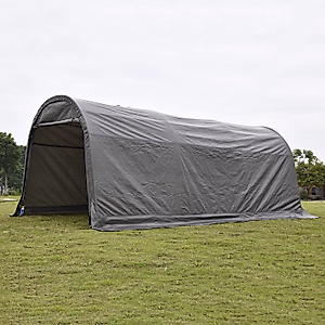 Bestmart Heavy Duty Round Carport with Zipper Portable Garage Outdoor Storage Shed Canopy Gray,10x20ft