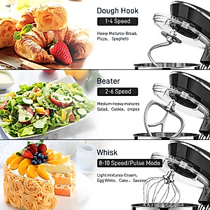 9.5 Qt Stand Mixer, 10-Speed Tilt-Head Food Mixer, Vezzio 660W Kitchen Electric Mixer with Stainless Steel Bowl, Dishwasher-Safe Attachments for Most Home Cooks (Red)