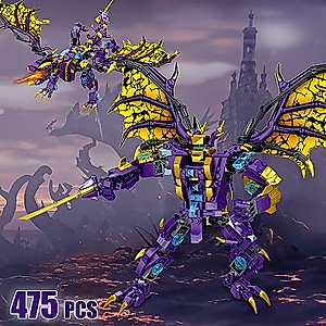 HEGOAI 2-in-1 Japanese Dragon Building Set, Animals Toy Set for Boys 8-14 Years Old, Ideal Gift for Thanksgiving, Halloween, Christmas, Birthday, 475 Pieces (Compatible with Lego Sets)…