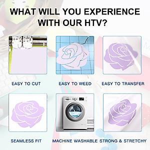 HTVRONT HTV Vinyl Rolls Heat Transfer Vinyl - 12" x 8ft HTV Vinyl for Shirts, Iron on Vinyl for All Cutting Machines - Easy to Cut & Weed for Heat Vinyl Design (Light Purple)