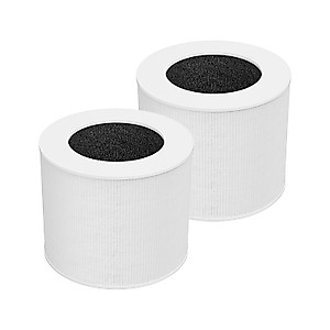 2-Pack Core Mini Air Purifier Replacement Filter Compatible with LEVOIT Core Mini Air Purifier, 3-in-1 True HEPA Filter, High-Efficiency Activated Carbon, Replace Core Mini-RF, White
