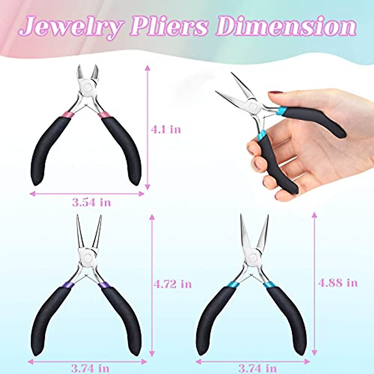 Jewelry Pliers Set, Paxcoo 3Pcs Jewelry Making Pliers Tools Kit includes Needle Nose Pliers, Round Nose Pliers, Wire Cutters for Jewelry Making Supplies, Wire Wrapping, DIY Crafts, Beading