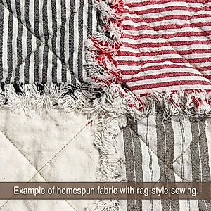Colonial White Cotton Homespun Plaid Fabric by JCS - Sold by The Yard