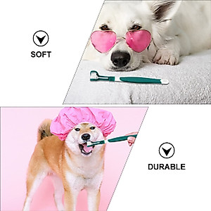 Mipcase 4pcs Head Triple Toothbrush Cleaning for Dogs Headed Care Small Kitten Handle Finger Supplies Pet Dog Hair Oral Tooth Gentle Toothbrushes Teeth Dental Cat Gum Large Green Puppy