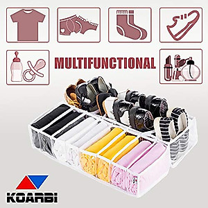 KOARBI Drawer Organizer, Transparent and Flexible, Pack of 2, XL size. Great for Underwear, Socks, Baby Clothes, Ties, Bras and Closet Organizer