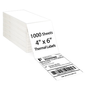 LotFancy 4x6 Direct Thermal Shipping Labels, 1000 Thermal Labels Fanfold with Perforated and Strong Adhesive, White Mailing Labels Compatible with Zebra, Rollo Thermal Printer