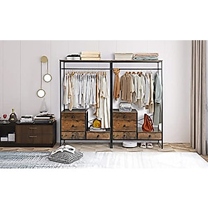 YIGOBUY Free Standing Closet Organizer Heavy Duty Garment Rack with 4 Drawers Extra Large Entryway Hall Tree with Shoe Storage Wardrobe Clothes Garment Rack