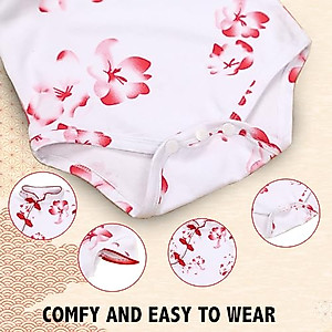 FANCYKIDS Baby Girls Newborn Infant Cheongsam Chinese New Years Outfit Romper Top Clothes Qipao Bodysuit (0 to 6 Months, Red Floral)