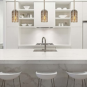 Voguad 2 Pack Hammered Glass Lamp Shade Amber Colored, Cylinder Glass Light Fixture Shade Replacement, Water Ripple Glass Globe for Chandelier, Wall Sconce, Pendant Light, 1 5/8 inch Fitter