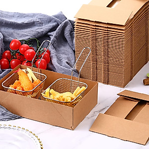 Potchen 200 Pcs Kraft Food Trays 4 Corner Pop up Food Tray Disposable Foldable Cardboard Trays Movie Night Snack Trays Party Container Box for Holding Food Drink at Stadiums or Theaters
