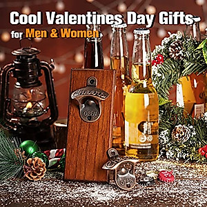 Gifts for Men Dad, Wall Mounted Magnetic Beer Bottle Opener, Valentines Day Anniversary Birthday Gift for Him Husband Grandpa, Cool Stuff Gadgets Housewarming Wedding Presents