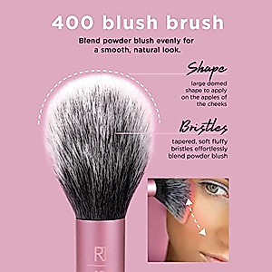 Real Techniques Everyday Essentials Kit, Makeup Brushes & Makeup Blending Sponge, Makeup Tools For Foundation, Blush, Bronzer, & Eyeshadow, Synthetic Bristles, 5 Piece Set