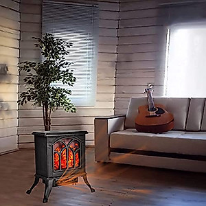 Electric Fireplace Heater Stove Indoor, 18'' Compact Freestanding Infrared Heater with Realistic Flame, 800/1500W Portable Space Heater, Overheating Protection, ETL Certified