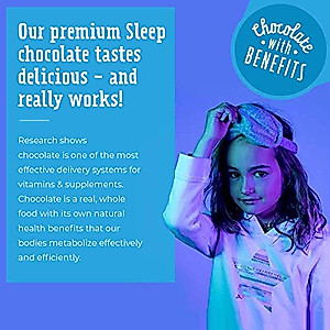 Good Day Chocolate Natural Melatonin for Kids, Sleep Supplement, 1mg Melatonin, Fair Trade and Non-GMO Milk Chocolate, Chamomile, 80 Pieces