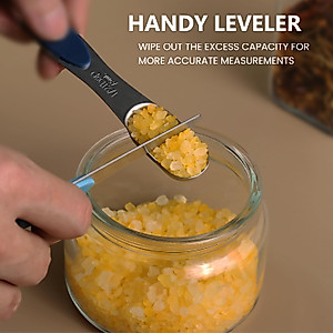 ChefAide Stainless Steel Magnetic Measuring Spoons Set, Upgraded Extended Handle, Dual Sided, Stackable, Adjustable Teaspoon and Tablespoon Measure Spoon Kitchen Gadgets Set of 7