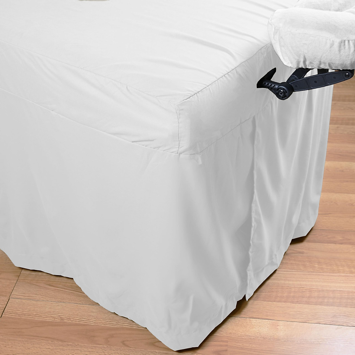 Body Linen Microfiber Massage Table Skirt Massage Table Bed Skirt to Fit Standard Size Massage Tables - Lightweight, Super Soft and Stain-Resisting - White