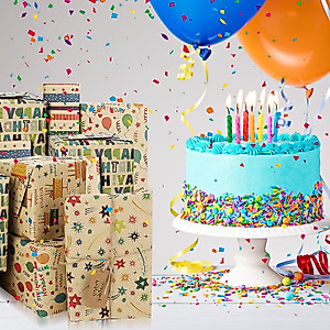 Prasacco Wrapping Paper Birthday Wrapping Paper Sheets-Recyclable Birthday Gift Wrap Set with Tag String-Eco Gift Wrapping Paper