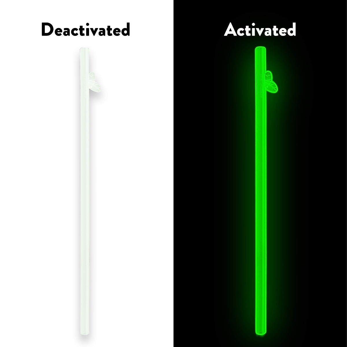 WonderSip One-Click Open Reusable Straw for Easy and Effective Cleaning, No Brush Needed! - Glow in The Dark - 4 Straw Pack with Pouch (Leaf Long 10.5")