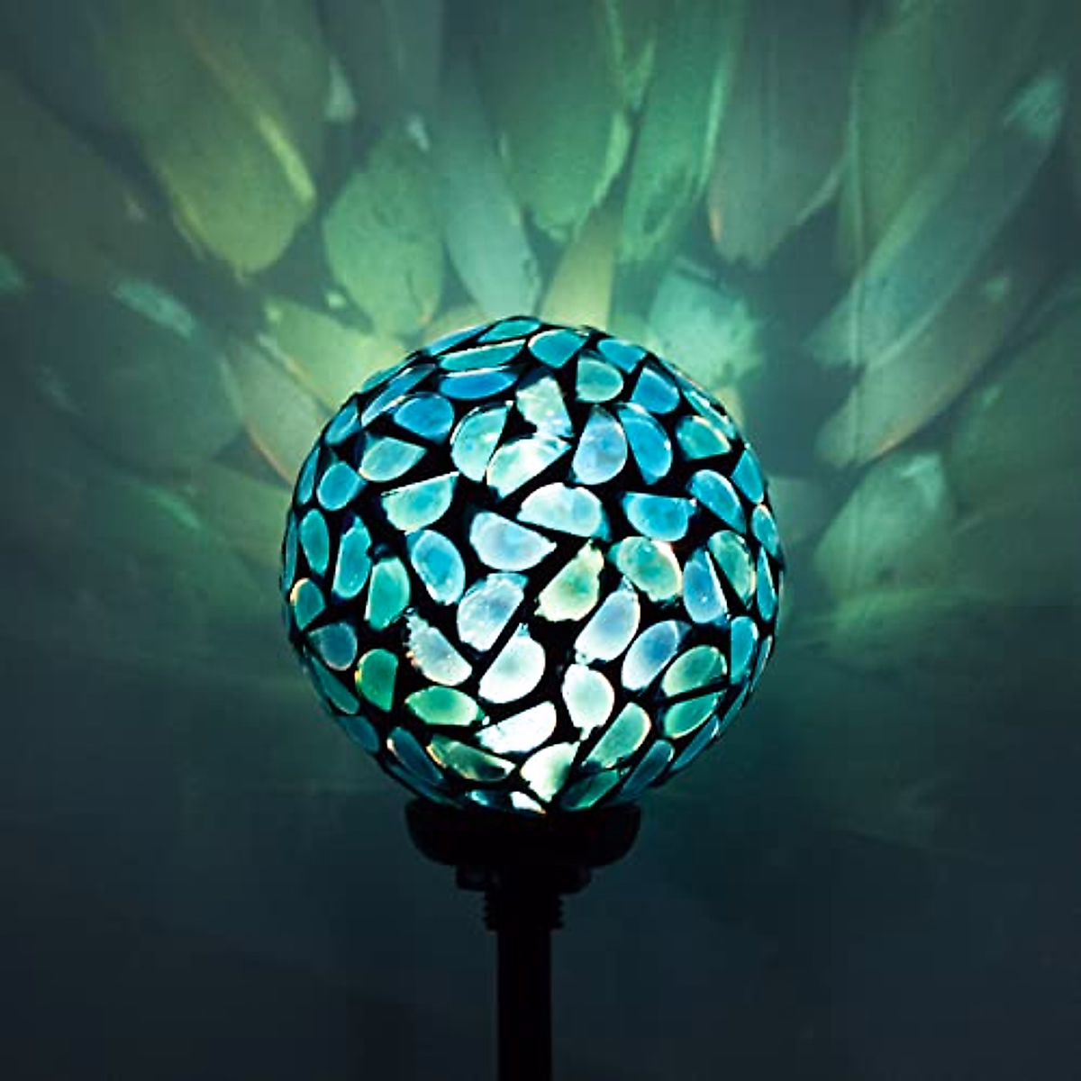 VCUTEKA Solar Lights Outdoor Decorative - Mosaic Solar Garden Light Waterpoof LED Pathway Stake Light for Landscape Lawn Patio Yard Decoration, Blue 1 Pack
