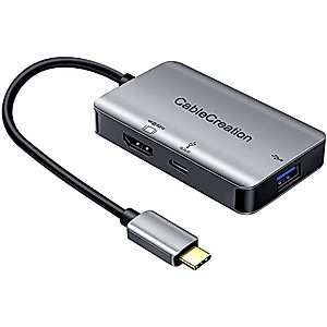 USB C to HDMI 4K Adapter with 100W Power Charging+ USB 3.0 3-in-1 Thunderbolt 3 Aluminum Hub, Compatible with MacBook Pro 2019/2018, XPS 13, Yoga 910, Galaxy S10/9 and Dex Supported Cellphone