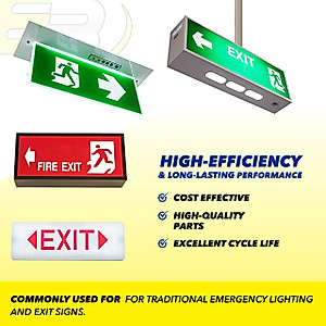 (2-Pack) Emergency Lighting/Exit Lighting/Fire Exit Sign/Fire Exit Light Battery Fits and Replace CUSTOM-123, BEL-123, ANIC0546, LITHONIA 277ELNF, LITHONIA ELB-4865N, LITHONIA ELB4865N, LESB1R