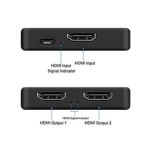 HDMI Splitter 4K@60Hz, avedio links HDMI Splitter 1 in 2 Out, HDMI Splitter for Dual Monitors Only Duplicate/Mirror Screens, Support HDMI2.0b, HDCP2.2, 18.5Gbps, Auto Scaling, Full HD 1080P 3D