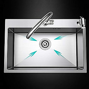 YNIYUJK Kitchen Sink Stainless Steel Sink Large Single-bath Kitchen Sink Under Counter Basin Sink Large-capacity Vegetable Sink Brushed Single-bath Sink Bar Sink