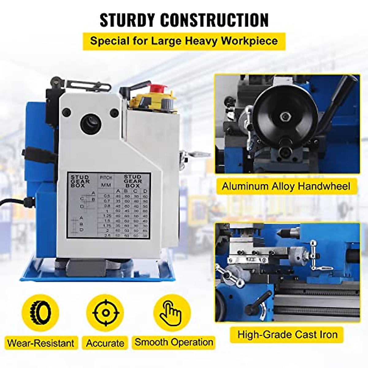 Mophorn Metal Lathe 7 x 12 Inch, Precision Mini Metal Lathe 2250 RPM 550W Variable Speed, Mini Lathe Precision Bench Top Metal Working Lathe for Various Types of Metal Turning