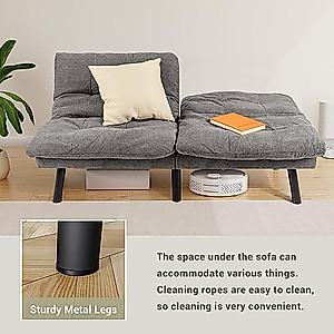 YESHOMY Futon Sofa Bed,Skin-Friendly Couch Loveseat with Adjustable Backrest, Dark Grey