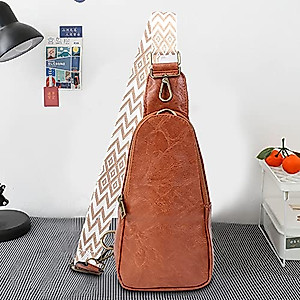 Women Chest Bag Sling Bag Leather Crossbody Bag Female Satchel Daypack Waist Shoulder Sling backpack for Travel Work school