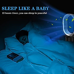 Simple Deluxe Medium size portable bladeless fan, small table fan, 10 speeds settings, 10-hour timing closure bladeless fan, stylish and modern fan, low noise, lightweight,24 inch Black