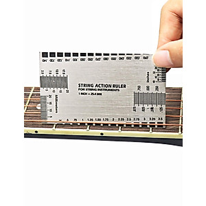 Holmer Guitar Luthier Tools with 15 Blades Feeler Gauge Metric, String Action Gauge Ruler, Fingerboard Fretboard Radius Gauge Measuring Tool, 2 Fingerboard Guard Protectors. (Chrome)