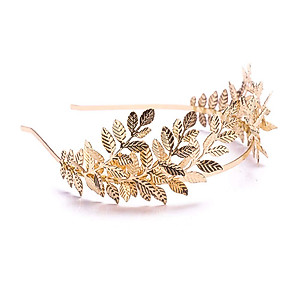 Chmier Bridal Headband Leaf Vine Headband Gold Leaf Crown Leaf Tiara Wedding Headpiece Bridesmaid Prom Festival Hair Accessories for Women and Girls(Gold)