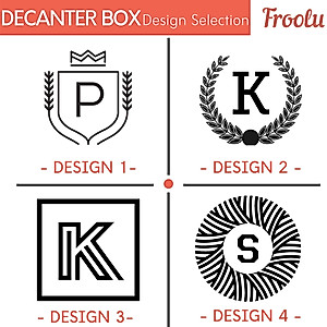 Froolu Personalized Whiskey Set in Wooden Gift Box - Includes Decanter, 4 Scotch Glasses, 4 Natural Slate Coasters, 8 Chilling Stones & Tongs - Great Mens Home Bar Gift for Him, Husband, Dad