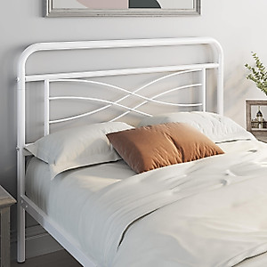 Yaheetech Queen Metal Bed Frame with Criss-Cross Design, Ample Underbed Storage Space, Heavy Duty Slat Support, No Box Spring Needed, White