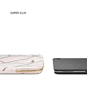 Comfyable Tablet Sleeve Compatible for iPad Pro 12.9 inch M2 2022 M1 2021 2020 & Smart/Magic Keyboard with Pencil Holder - PU Leather Bag Waterproof Slim Protective Cover Case - Geometric Marble