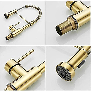 Kitchen Sink Faucet for Bar Farmhouse Commercial, Gold Brass Spring Pull Down Sink Mixer Tap, Rotation Kitchen Mixer Taps, Kitchen Tap, Kitchen Sink Faucet
