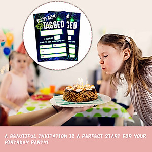 Laser Tag Birthday Invitations with Envelopes(20-Pack), You've Been Tagged, 4"x6" Fill-In Style Birthday Party Invites-yqk-b25
