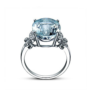 Meolin Rhinestone Butterfly Ring Natural Topaz Stone Crystal Engagement Ring Charm Gemstone Ring Women Jewelry, Sea Blue,Size 8