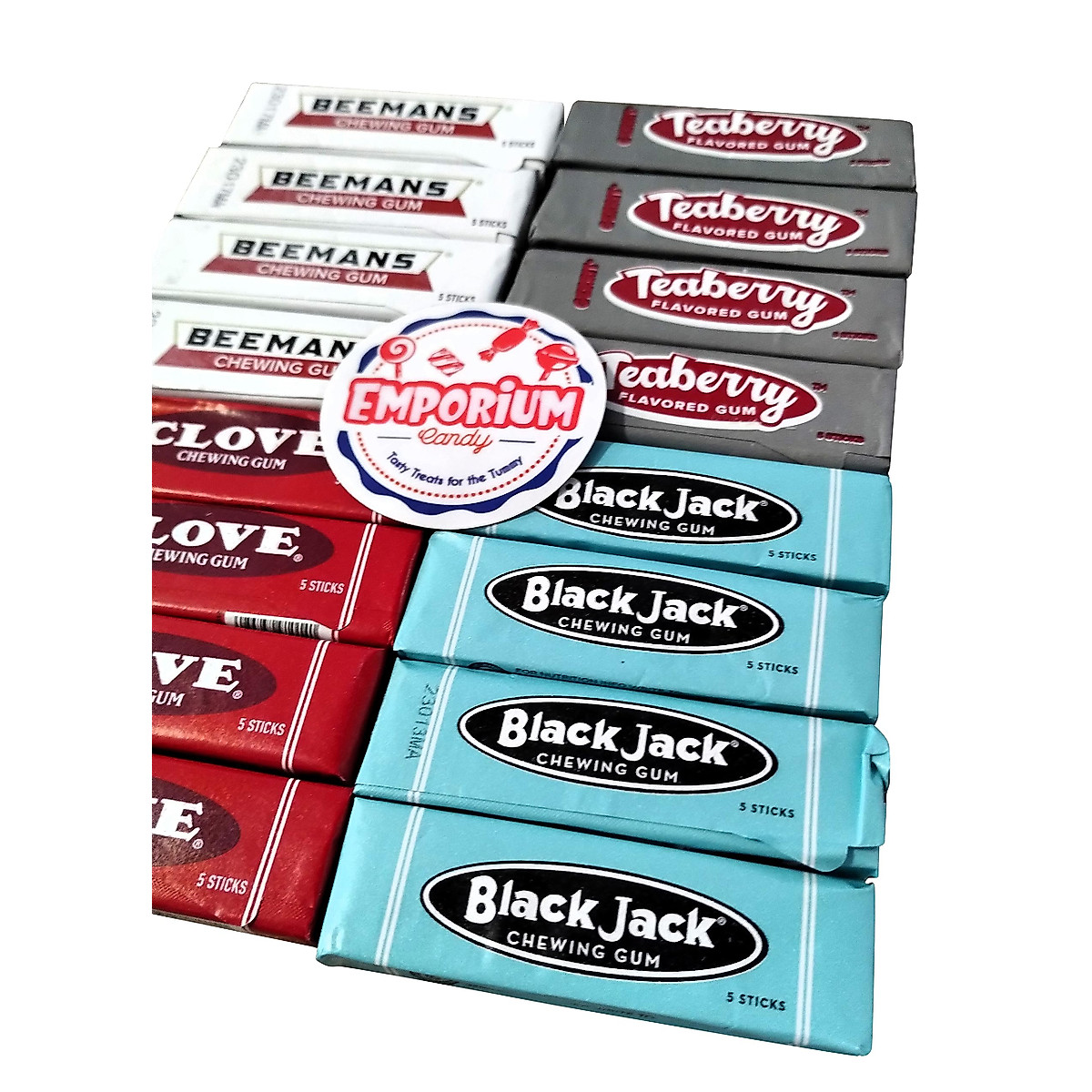 Beemans Black Jack Clove Teaberry Chewing Gum 4 Packs of Each Old Time Assortment Gum